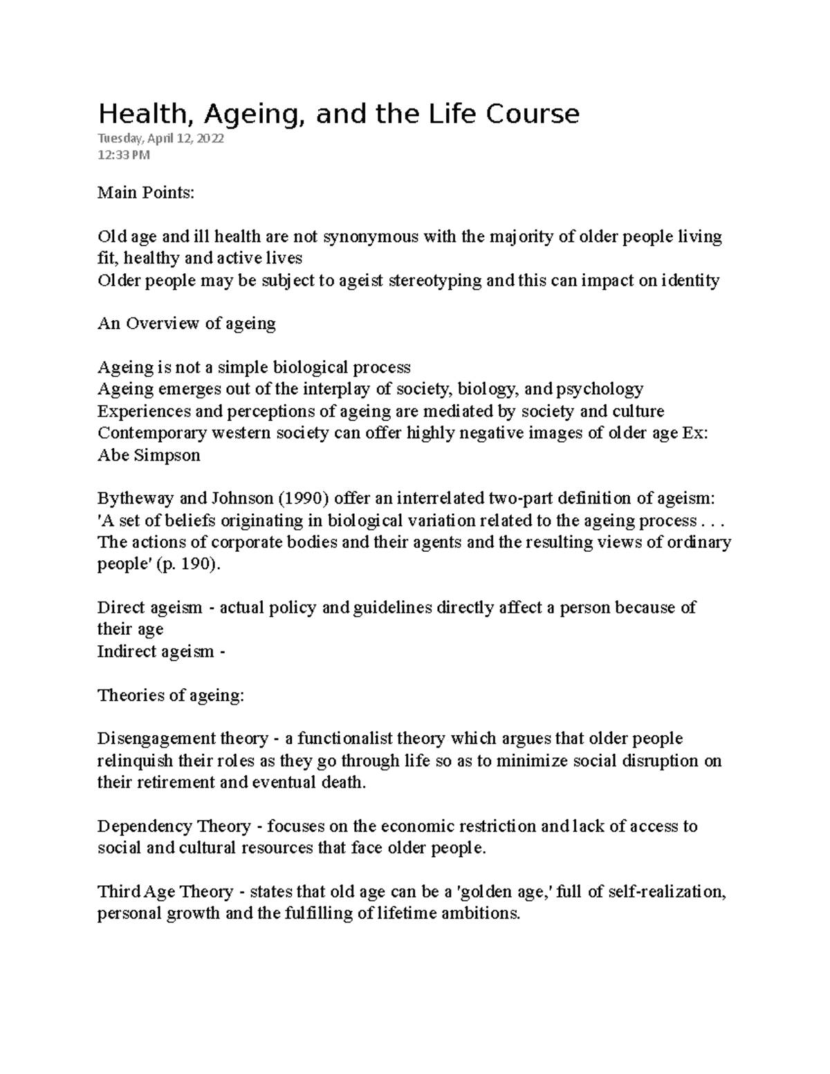 Health, Ageing, and the Life Course - Health, Ageing, and the Life ...