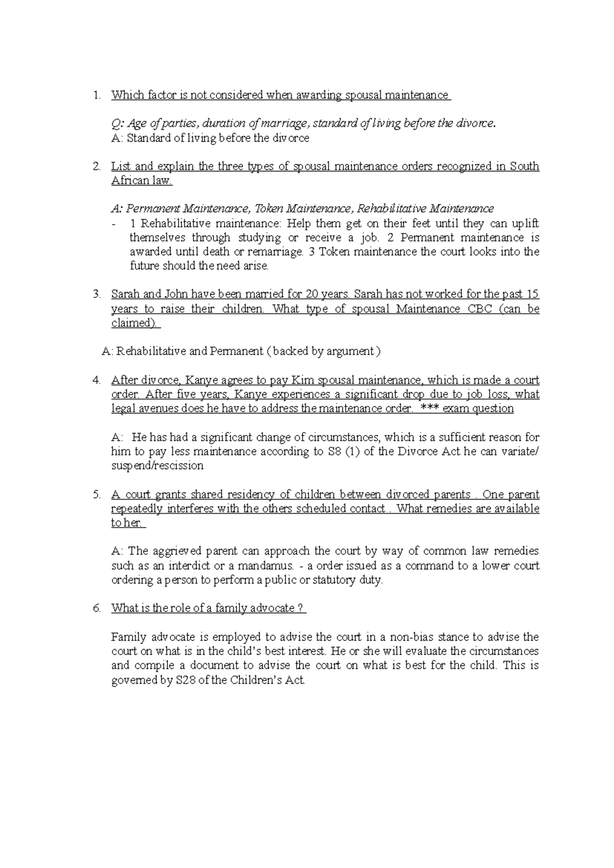 Unit 9 Mock Test - mock test unit 9 family law 100 - Which factor is ...