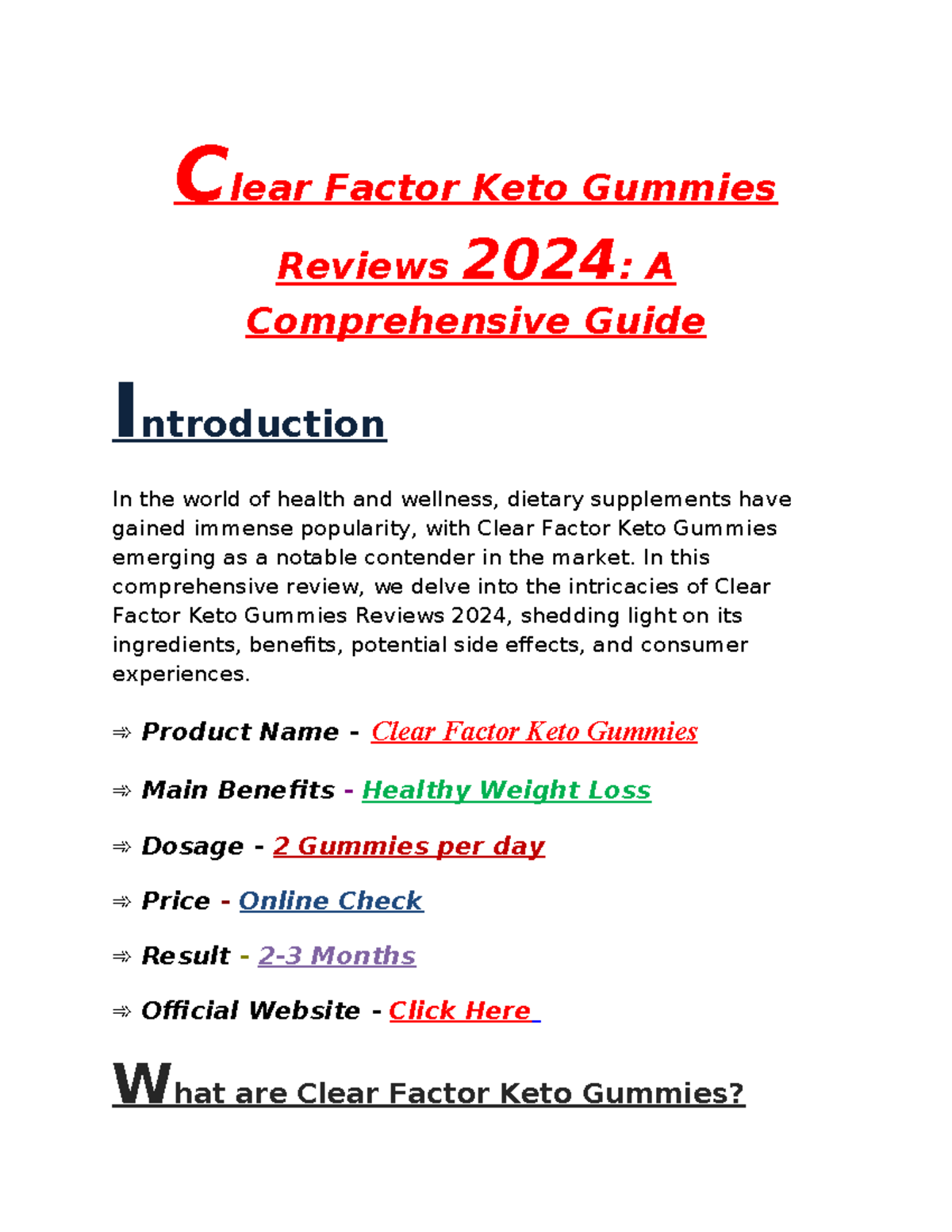 Clear Factor Keto Gummies Reviews 2024 - In this comprehensive review, we delve into the ...