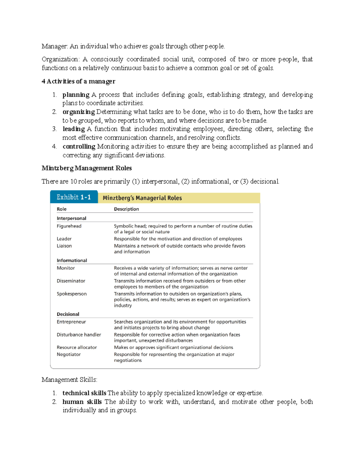 Ob Notes - dddddddddddddddd - Manager: An individual who achieves goals ...