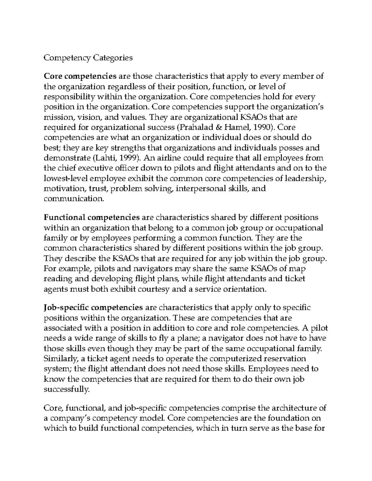 Competency Categories - Competency Categories Core competencies are ...