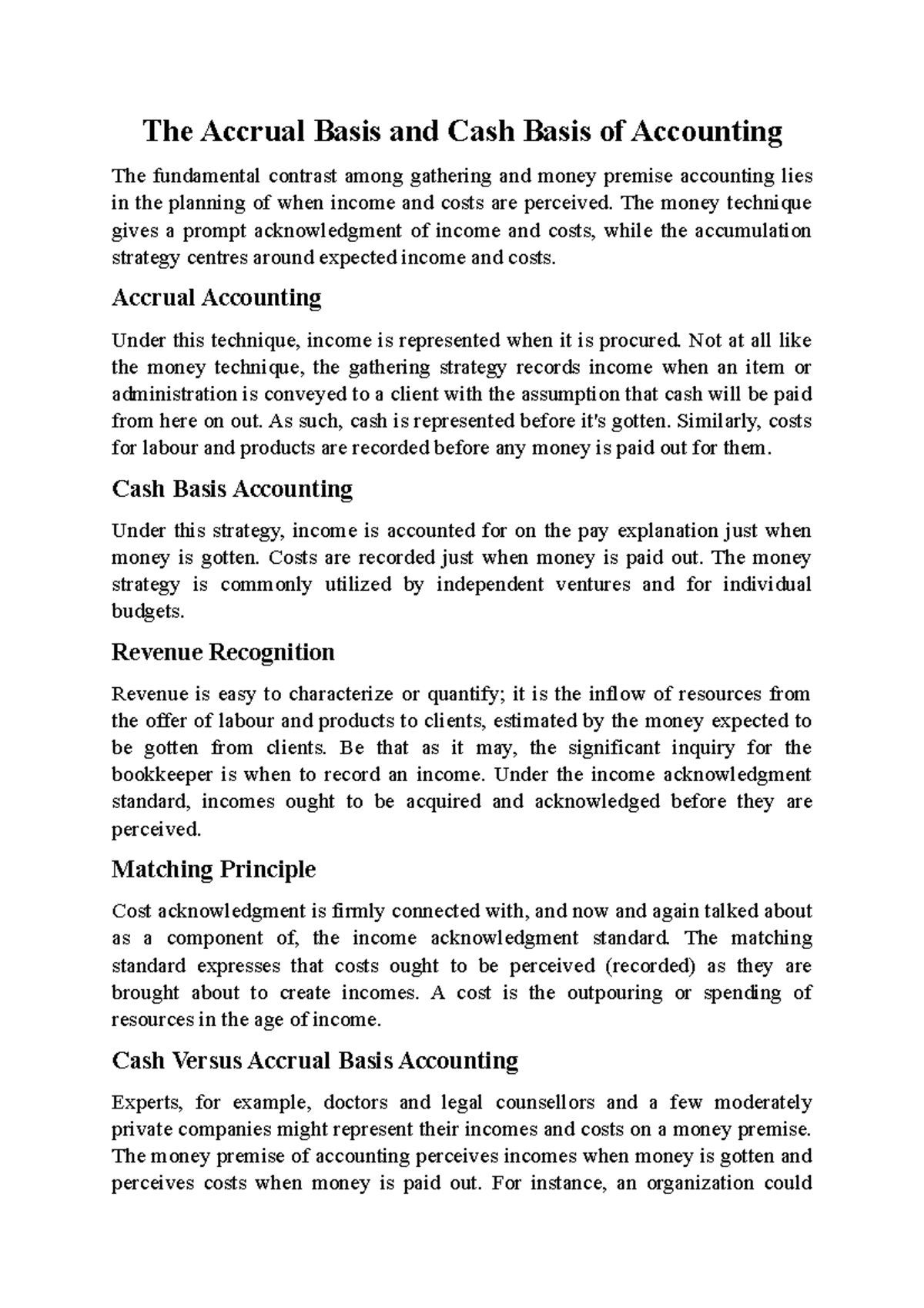 The Accrual Basis and Cash Basis of Accounting - The money technique ...