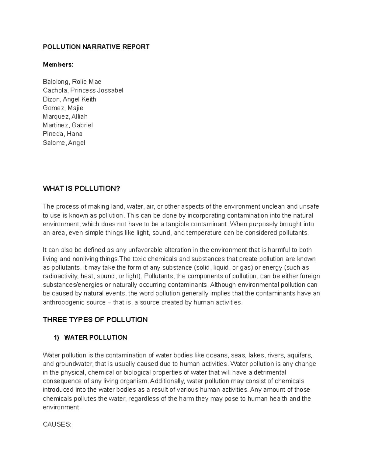 Pollution-narrative-reporting - POLLUTION NARRATIVE REPORT Members ...