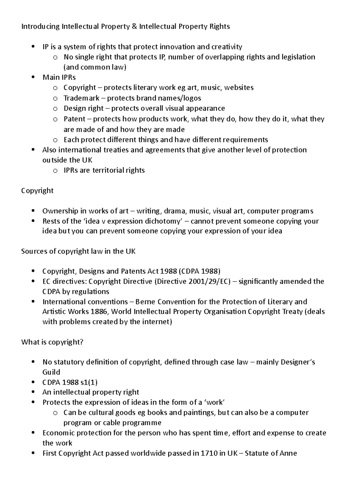 IP notes - Introducing Intellectual Property & Intellectual Property ...