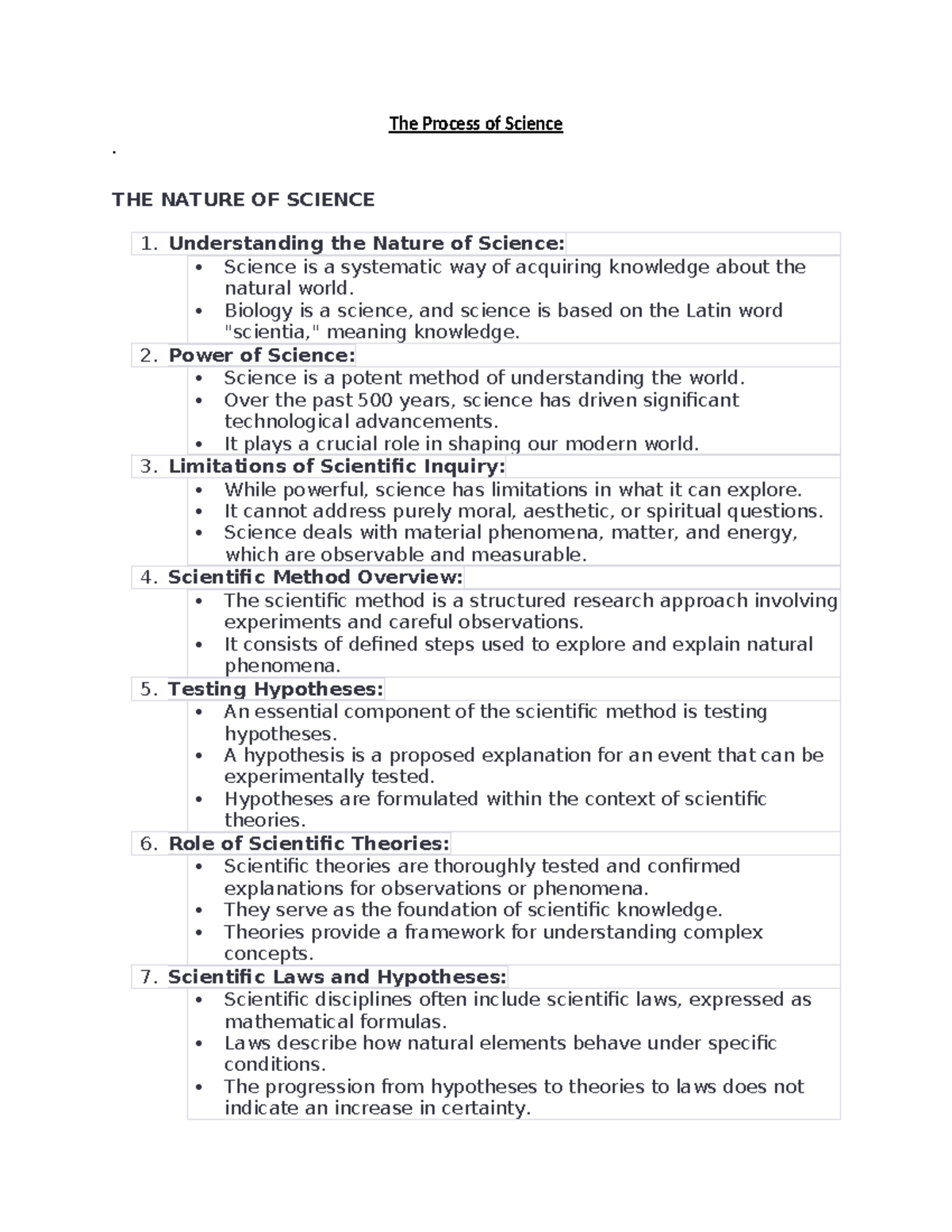 The Process of Science - lecture notes for the first exams - The ...