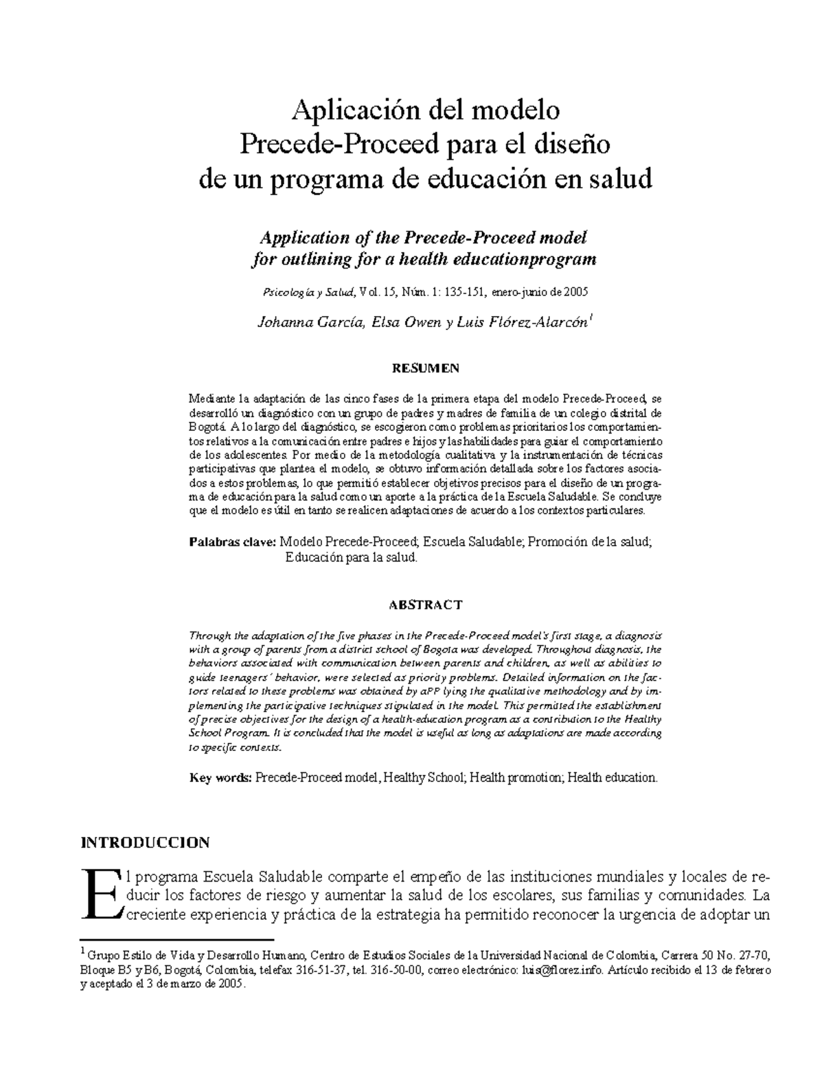 Modelo Precede para educacion en salud - Aplicación del modelo Precede ...