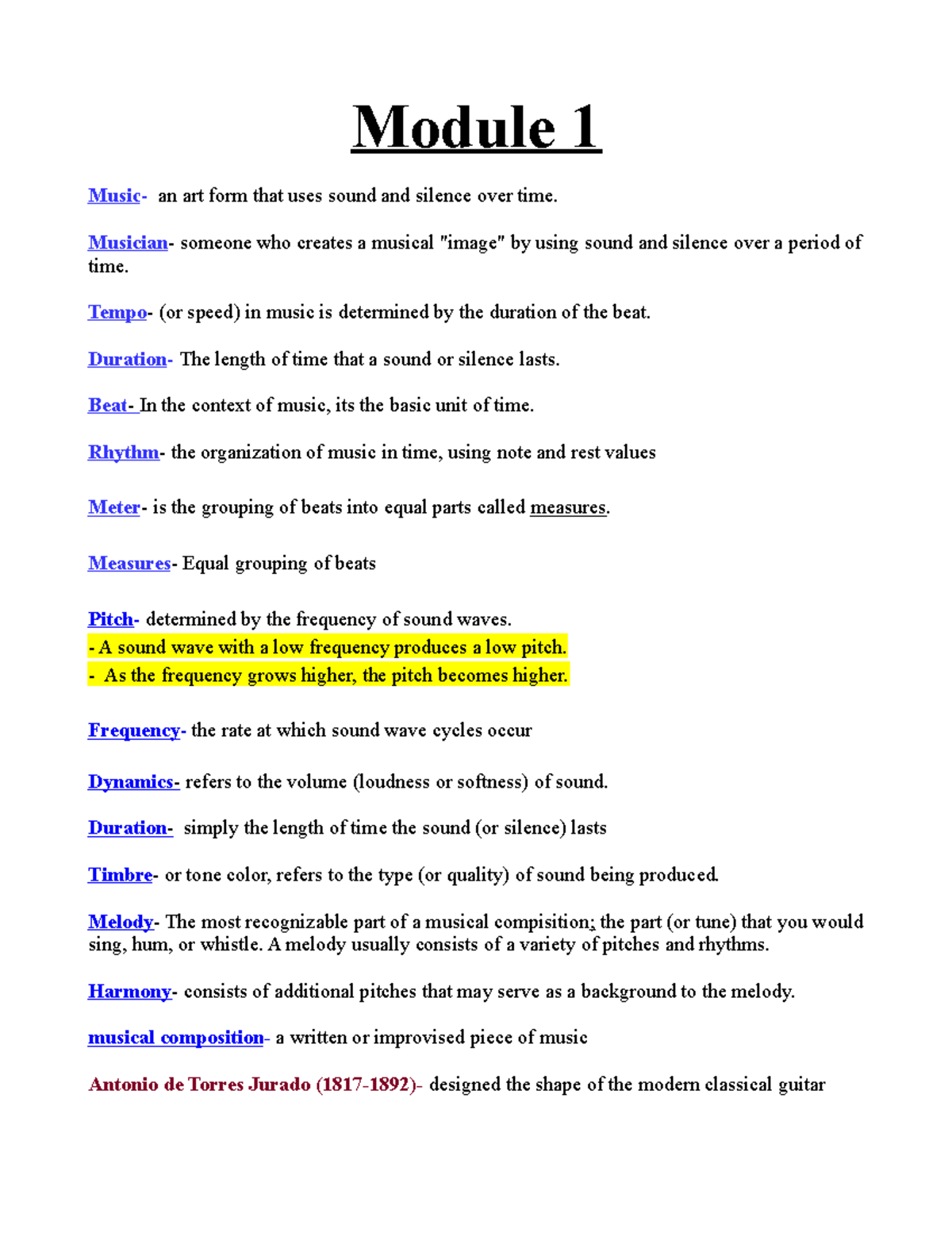 FLVS Guitar (online course study material) - Module 1 Music - an art ...