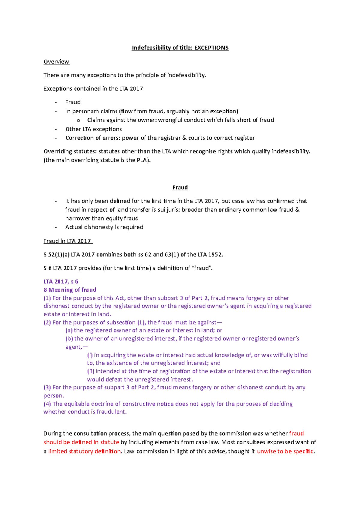 3 indefeasibility - exceptions - Indefeasibility of title: EXCEPTIONS ...