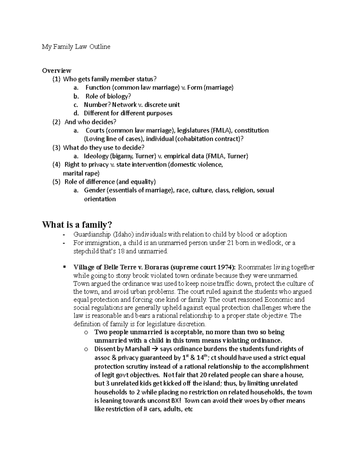 Family Law Outline - My Family Law Outline Overview (1) Who gets family ...