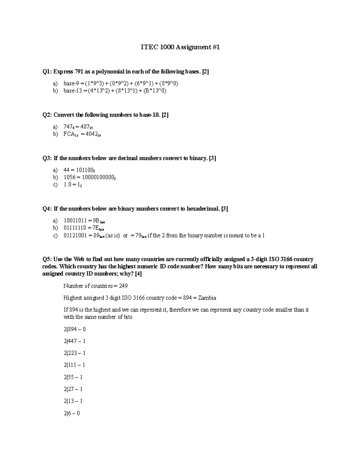 Itech 1000 A1 - Assignment 1 fully complete - ITEC 1000 Assignment Q1 ...