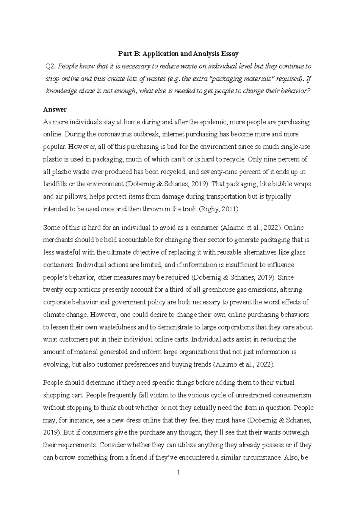 Application and Analysis Essay - People know that it is necessary to ...