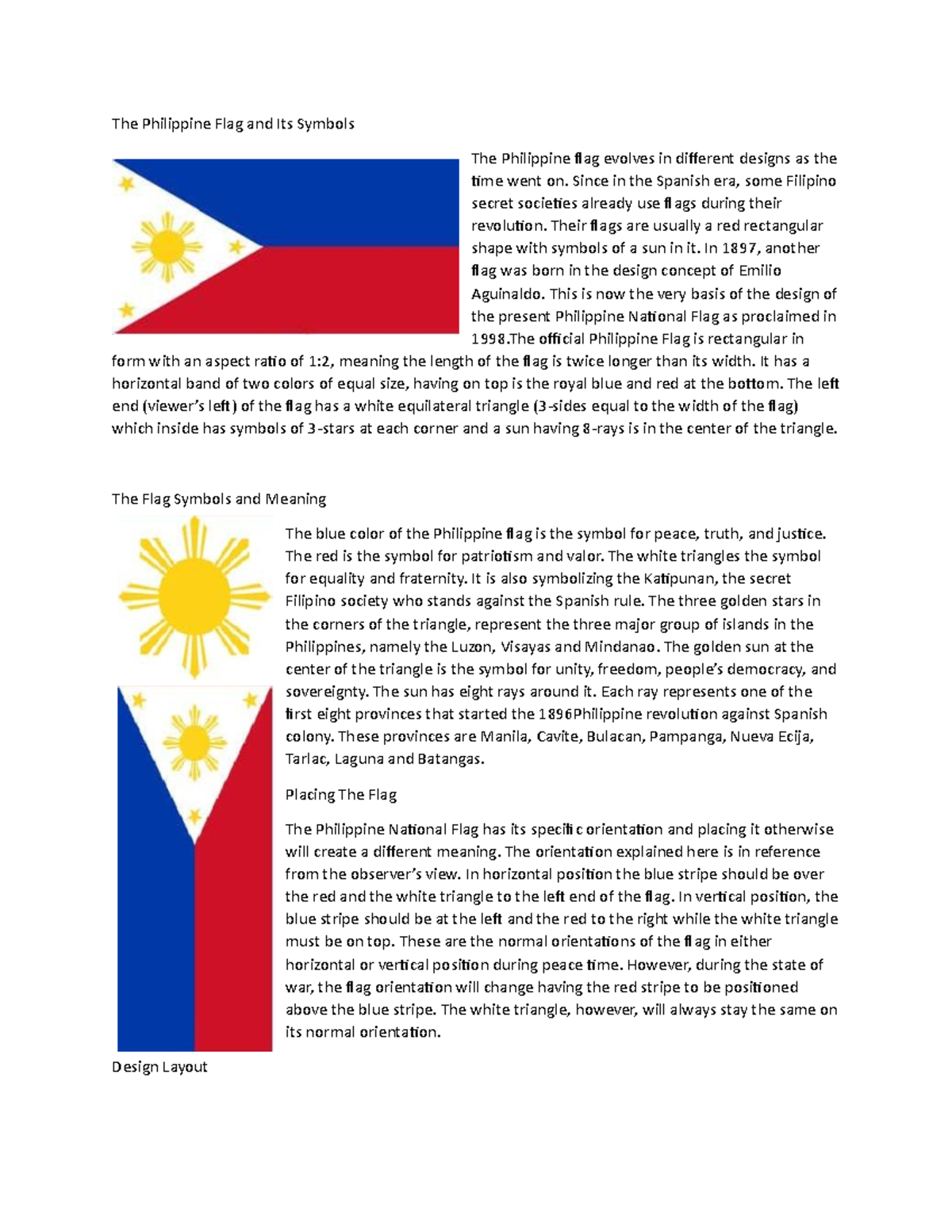 The Philippine Flag and Its Symbols - Since in the Spanish era, some ...
