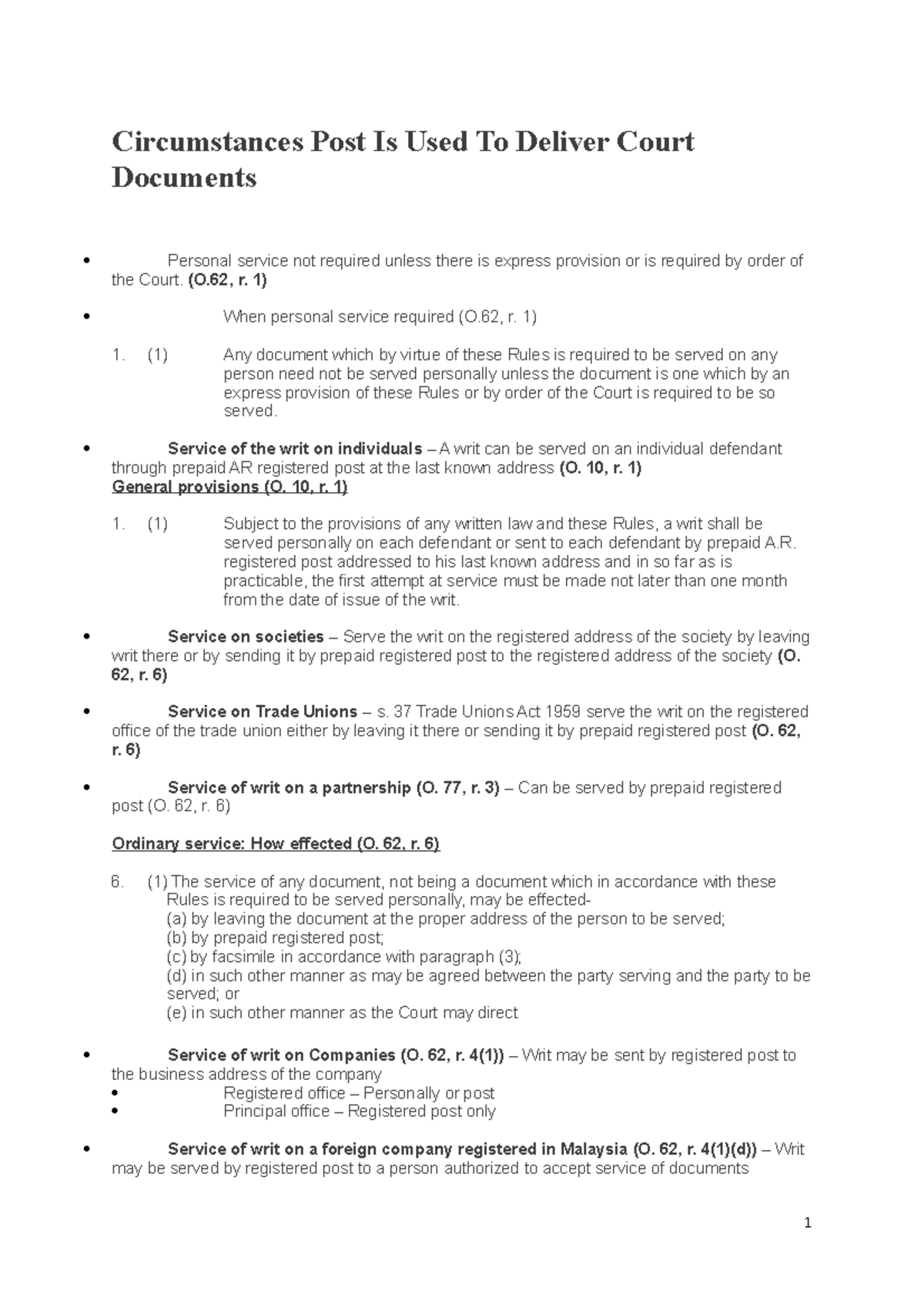 Circumstances Post Is Used To Deliver Court Documents - Circumstances ...