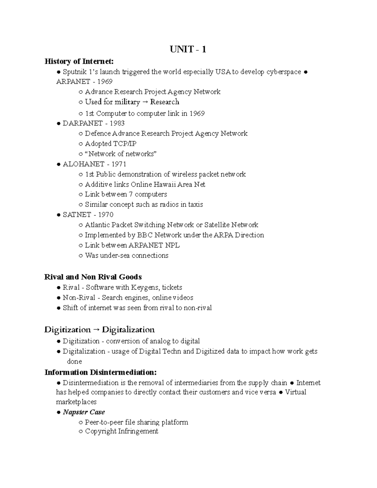 Cyber law notes - UNIT - 1 History of Internet: Sputnik 1’s launch ...