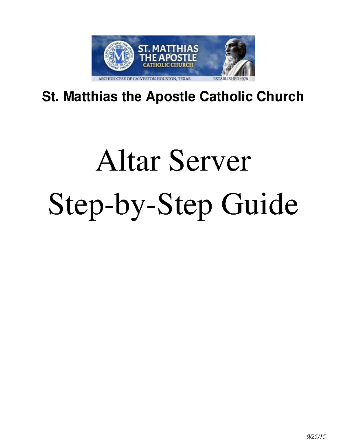 Altar Servers Step-By-Step Guide 2015 - St. Matthias the Apostle ...