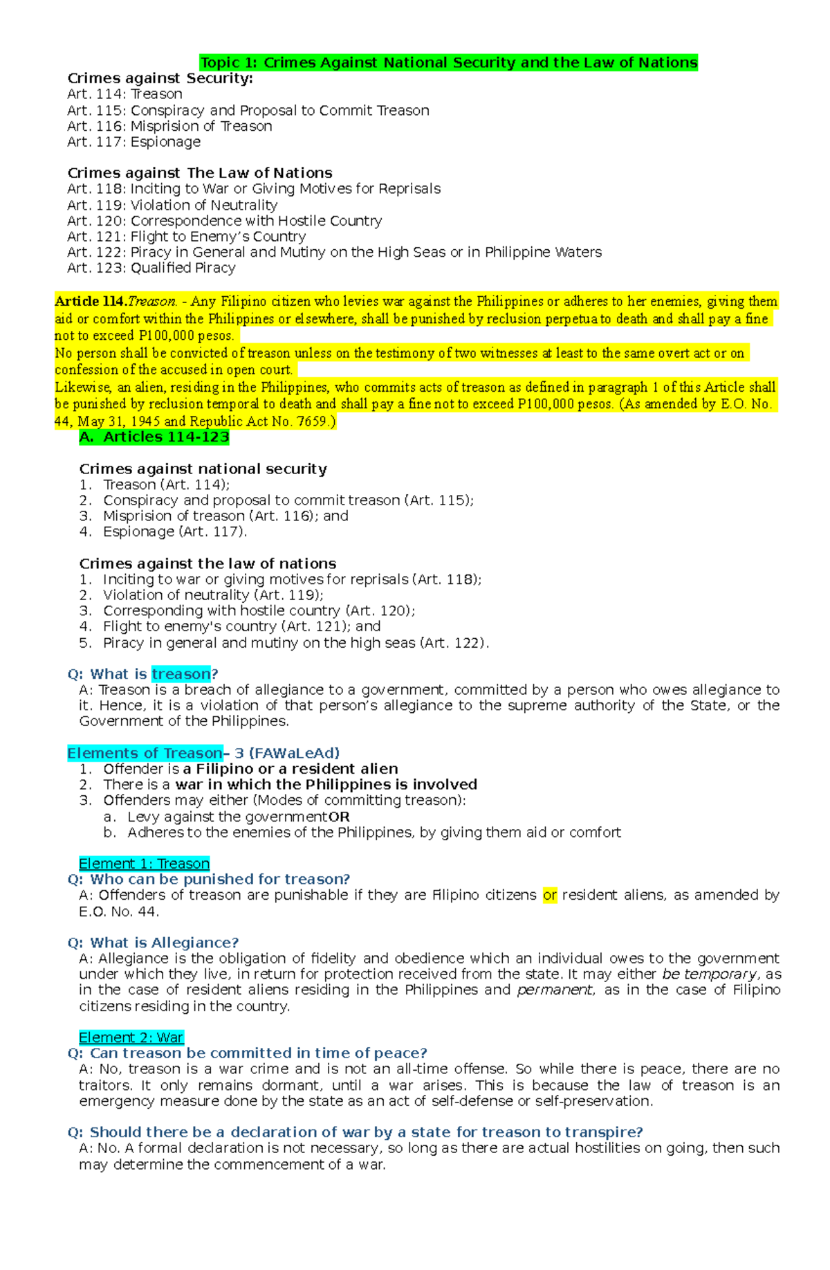 Crim 2 - Reviewer by AIcao Anotado 2021 - Juris Doctor - Studocu