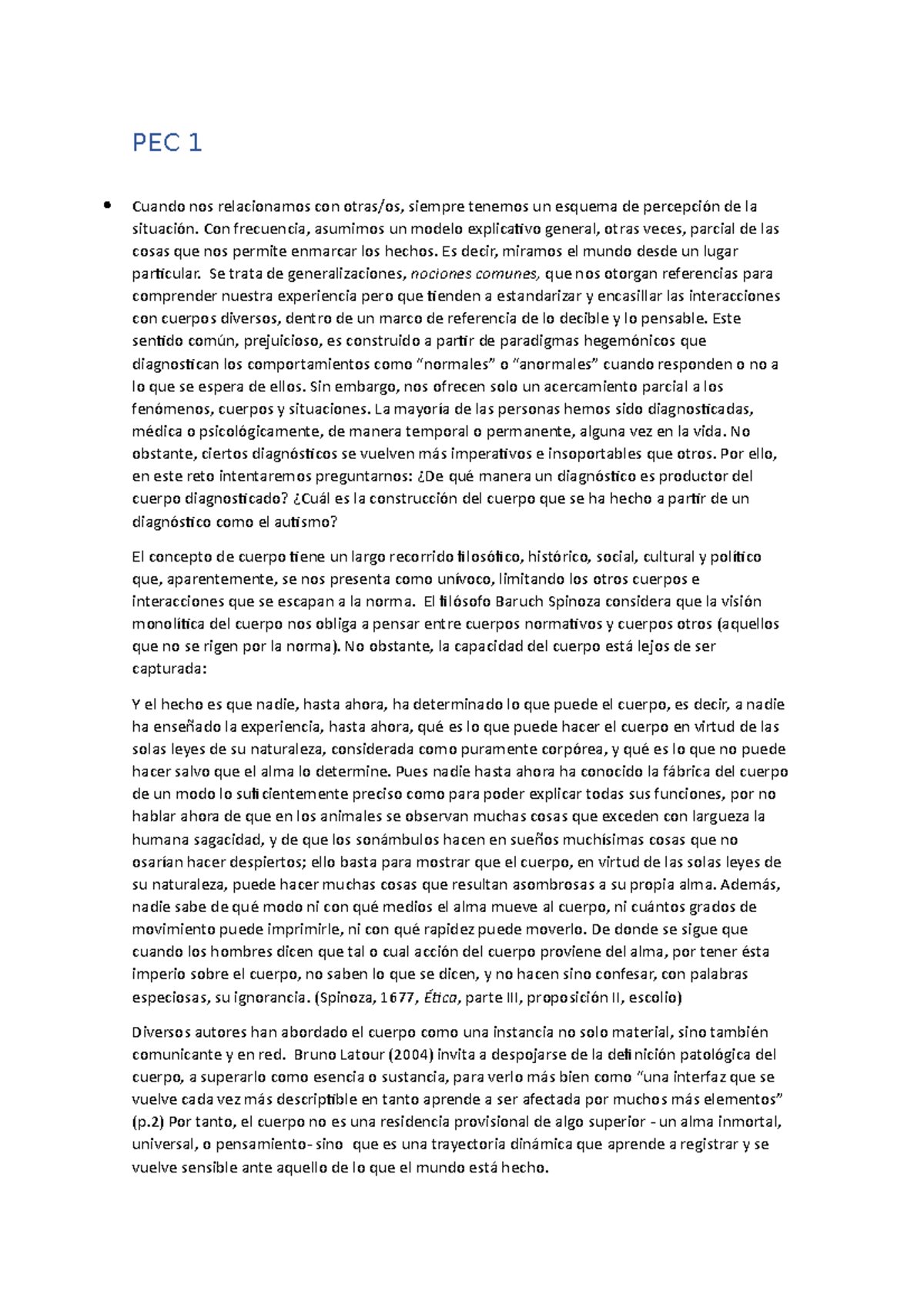 PEC 1 enunciado - PEC 1 Cuando nos relacionamos con otras/os, siempre tenemos un esquema de ...