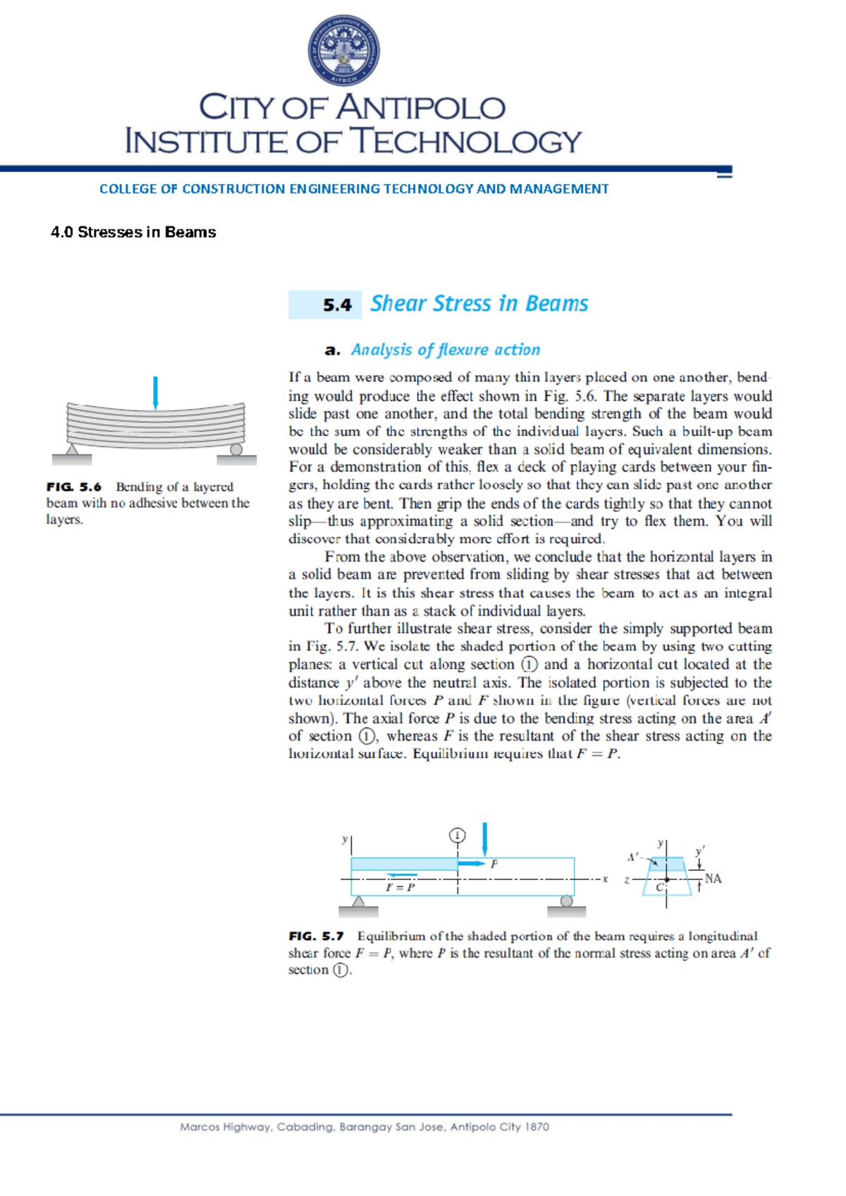 Lesson 5 Shear Stress - practice material and excercises - Theory of ...