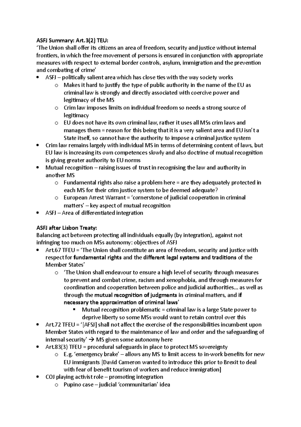 ASFJ Summary - .. as well as through the mutual recognition of ...