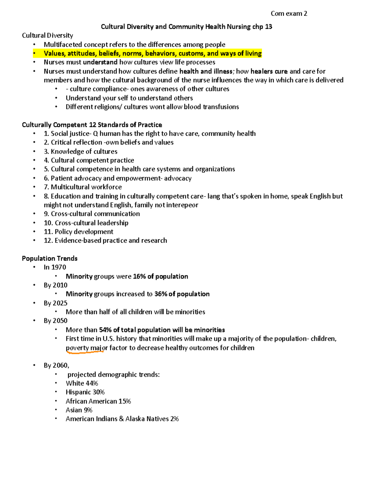 Comm test 2 - Test 2 - Cultural Diversity and Community Health Nursing ...