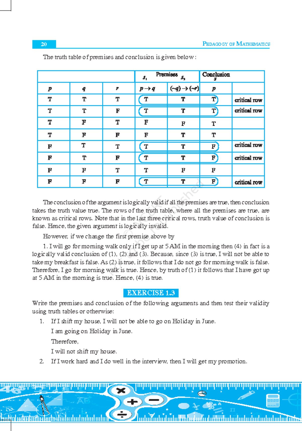 Mathematics - 2 3 4 5 20 PEDAGOGY OF MATHEMATICS The truth table of ...