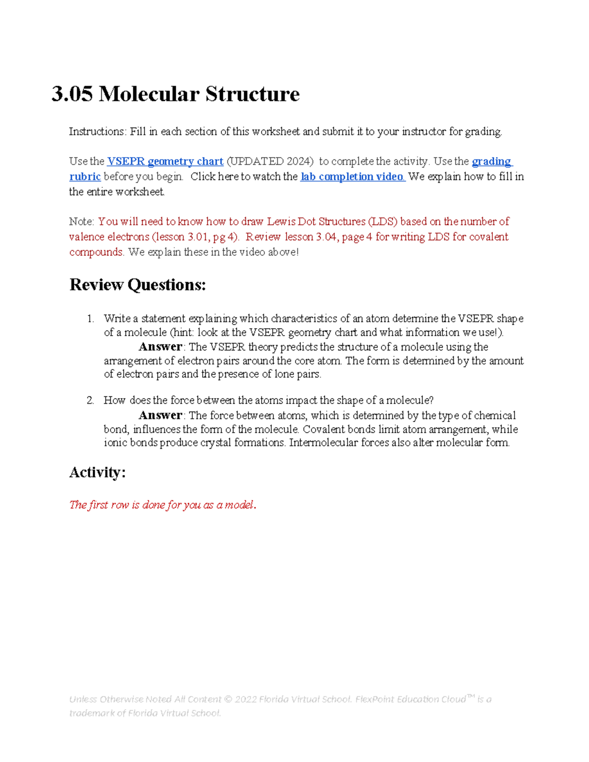 Copy of 3 - Full 3.05 Molecular Structure assignment. - 3 Molecular ...