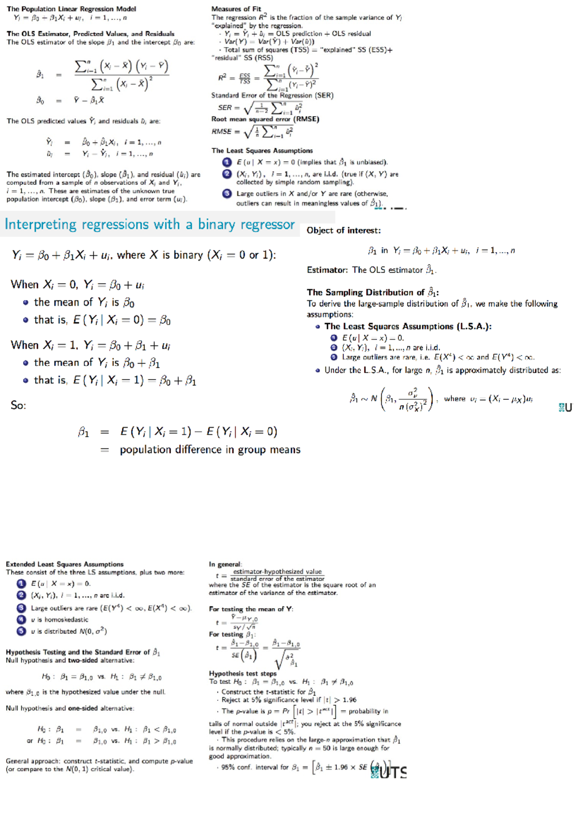 Formula sheet lectures 4-7 - C09070 - Studocu