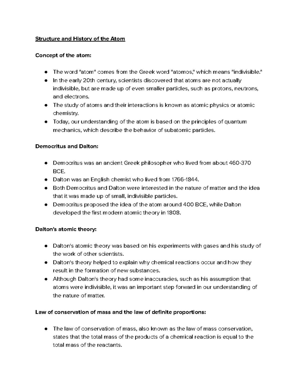 Structure and History of the Atom - Structure and History of the Atom ...
