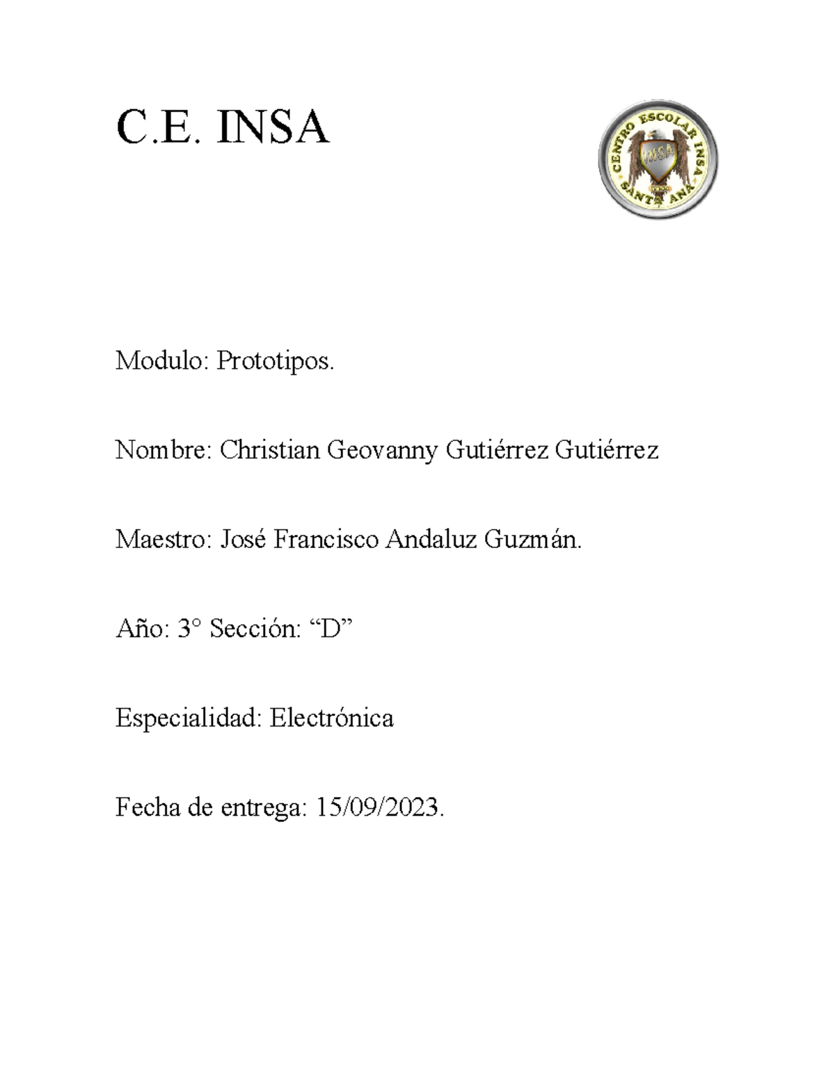 Contadores - niose - C. INSA Modulo: Prototipos. Nombre: Christian ...