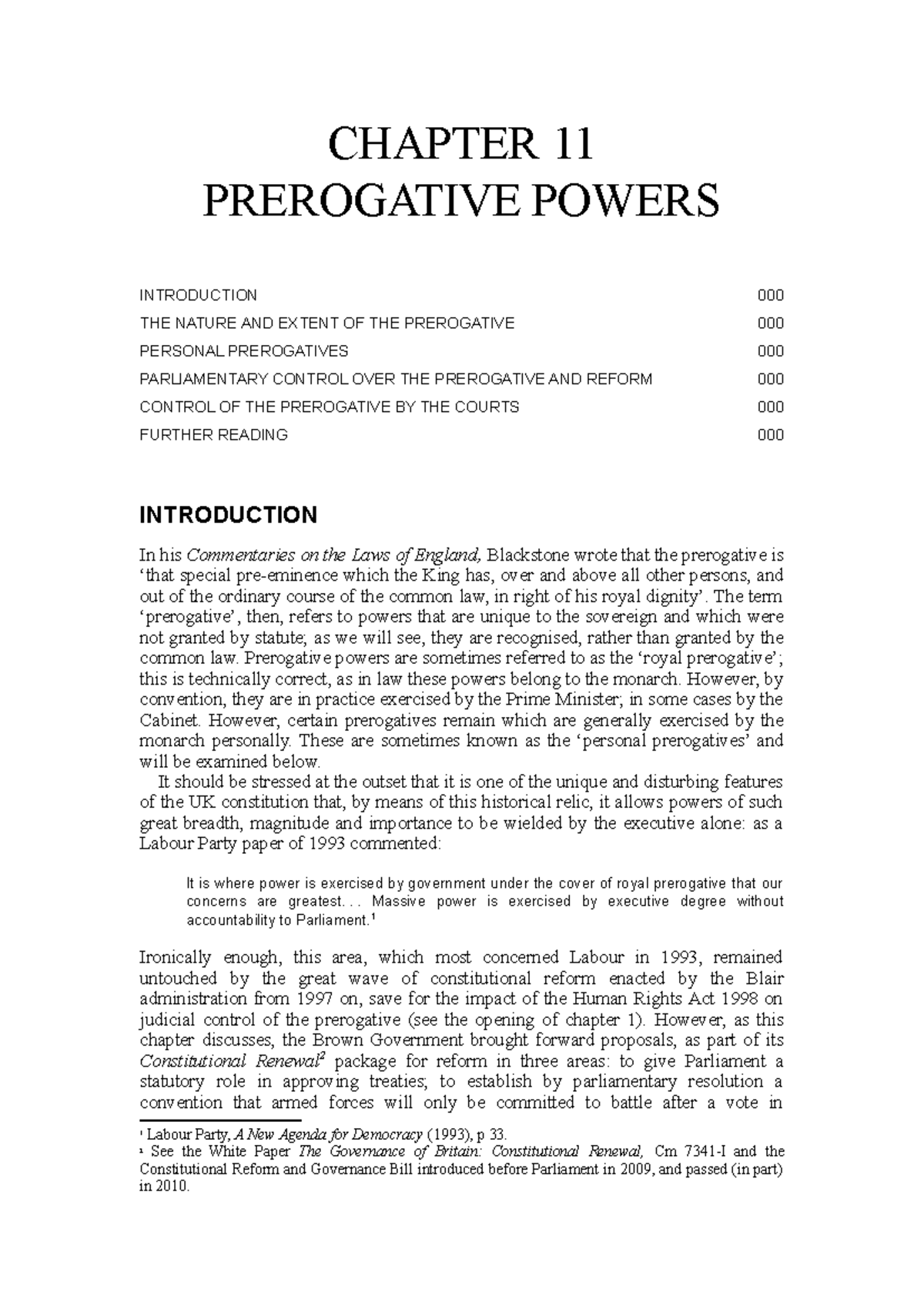 GP Textbook - Chapter 11 Extracts - CHAPTER 11 PREROGATIVE POWERS ...