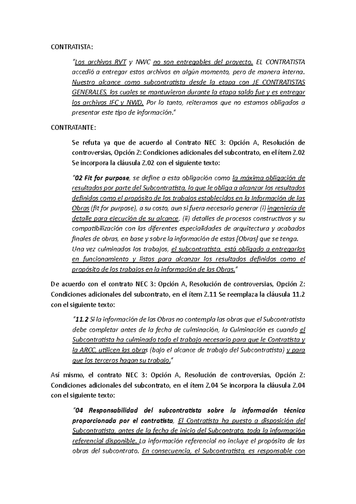 Contratante contratista - CONTRATISTA: “Los archivos RVT y NWC no son ...