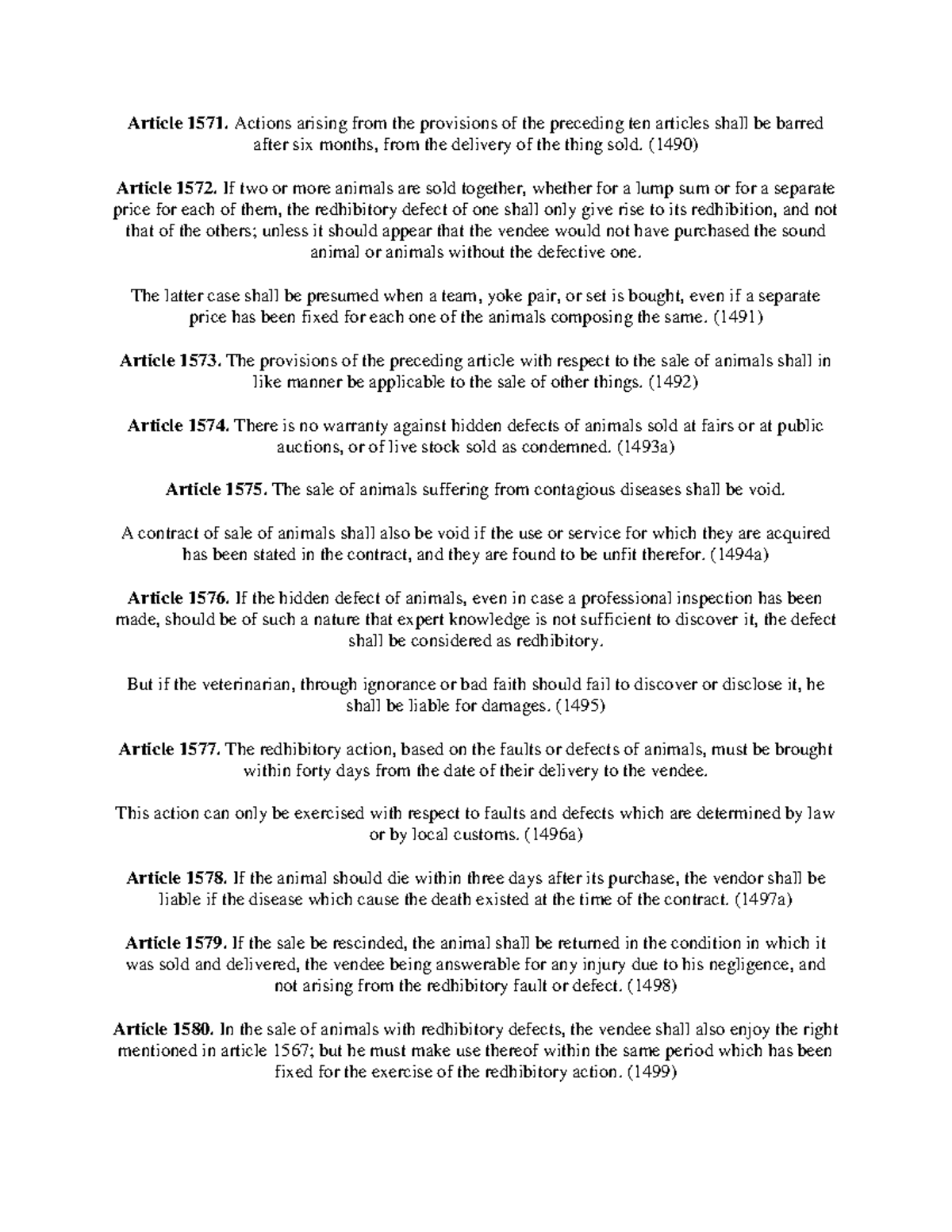 PHL50160-77 - Article 1571. Actions arising from the provisions of the ...