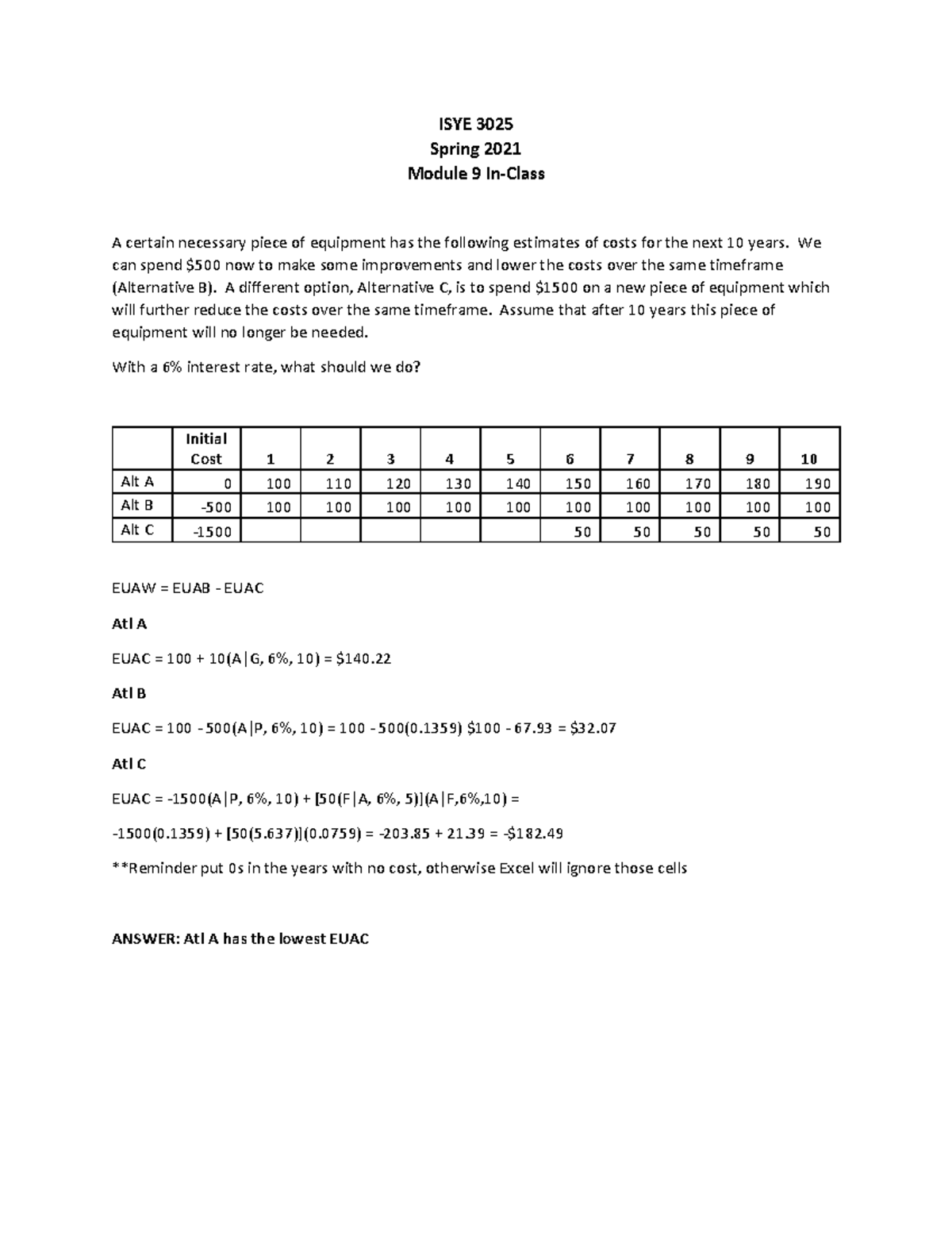 SP2021 Module 09-In Class olutions - ISYE 3025 Spring 2021 Module 9 In ...