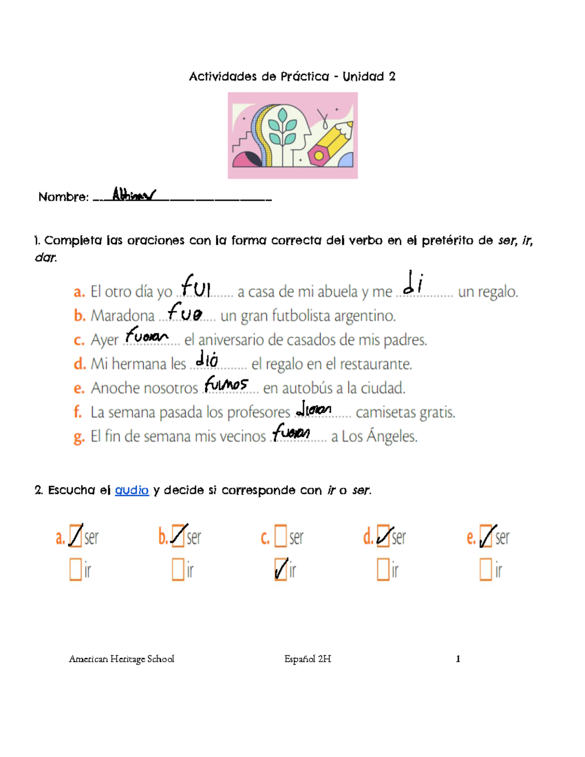 CWU2Q2 #4 Práctica pretérito indefinido - Verbos irregulares # 1 ...