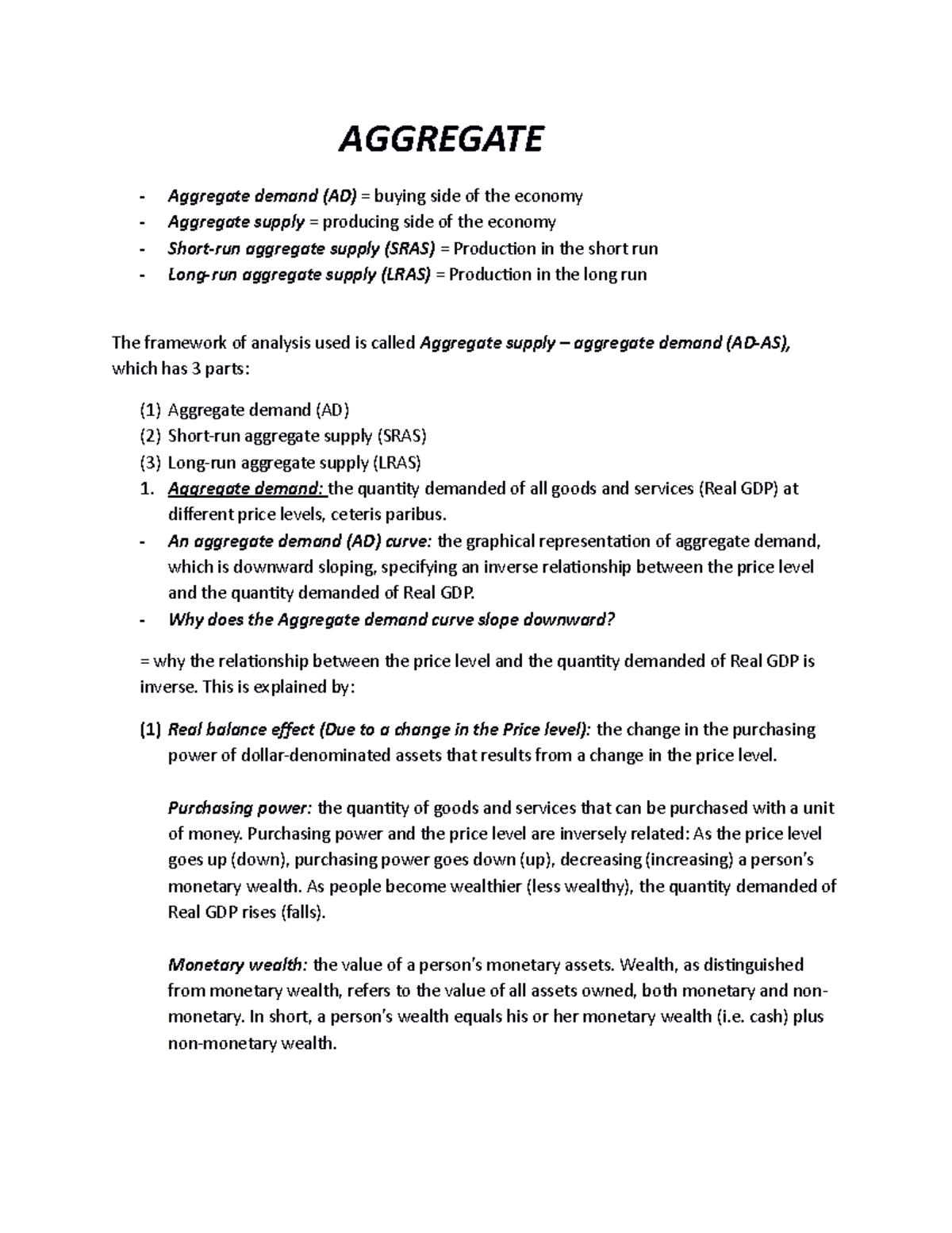 ALL About Aggregate - GOOD UNDERSTANDING !! - Aggregate demand (AD ...