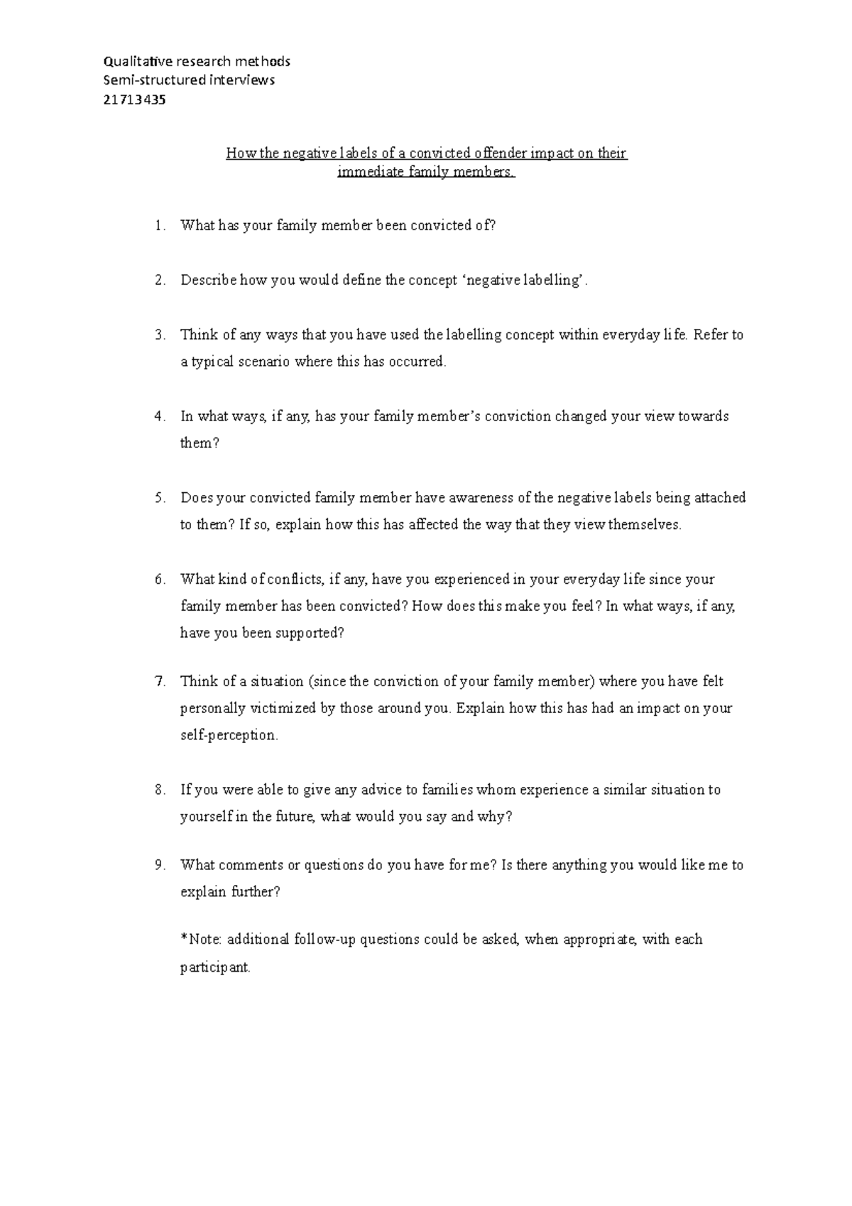 Negative labels semi-structured interview - Qualitative research methods Semi-structured ...