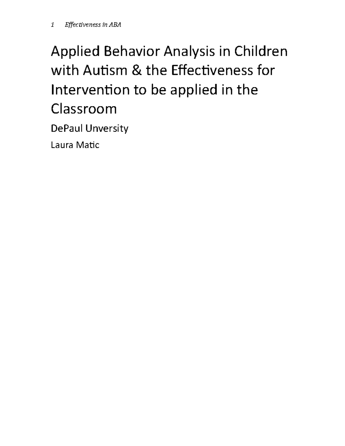 Effectivenessin ABA - Notes - Applied Behavior Analysis in Children ...