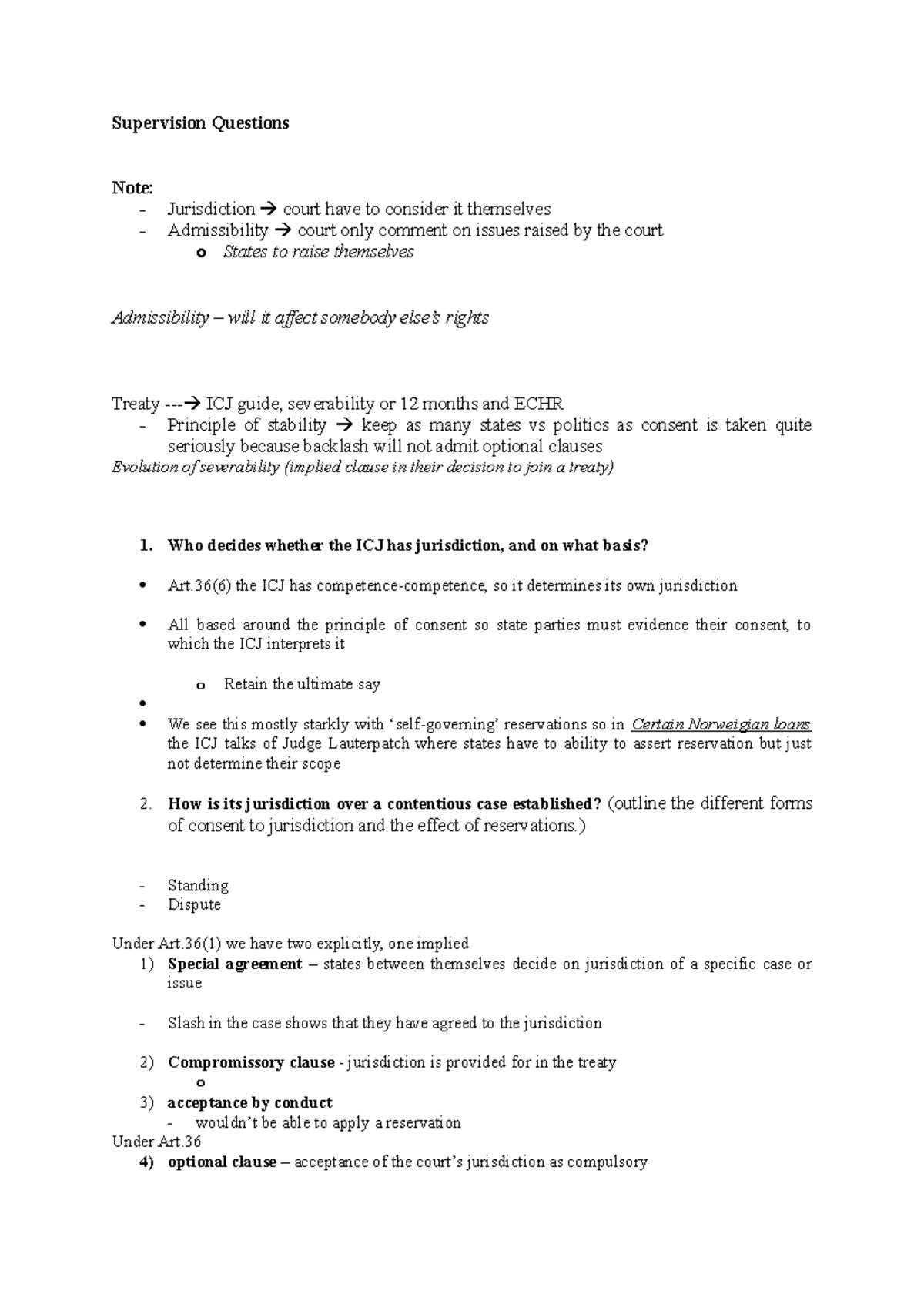 Supo 9 - Dispute Settlement - Supervision Questions Note ...