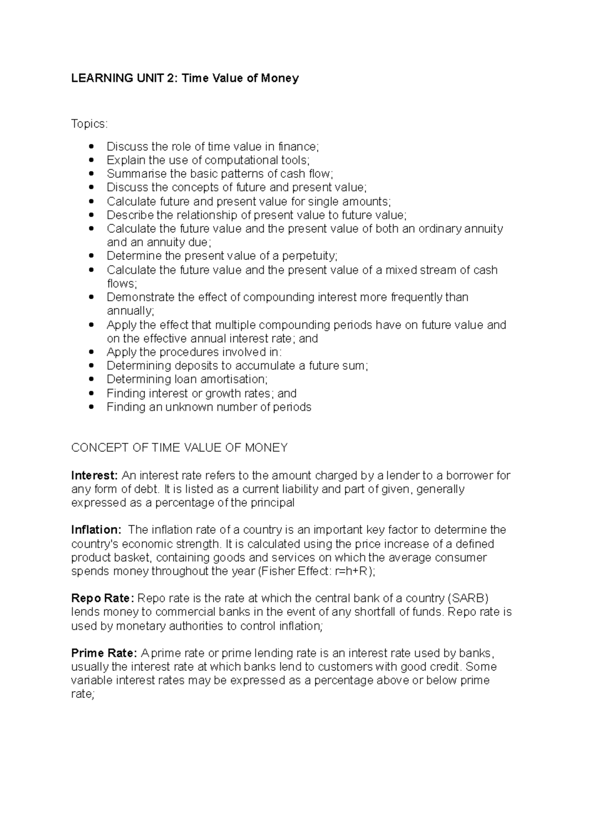 Learning UNIT 2 Notes - Summary highlighting important concepts ...