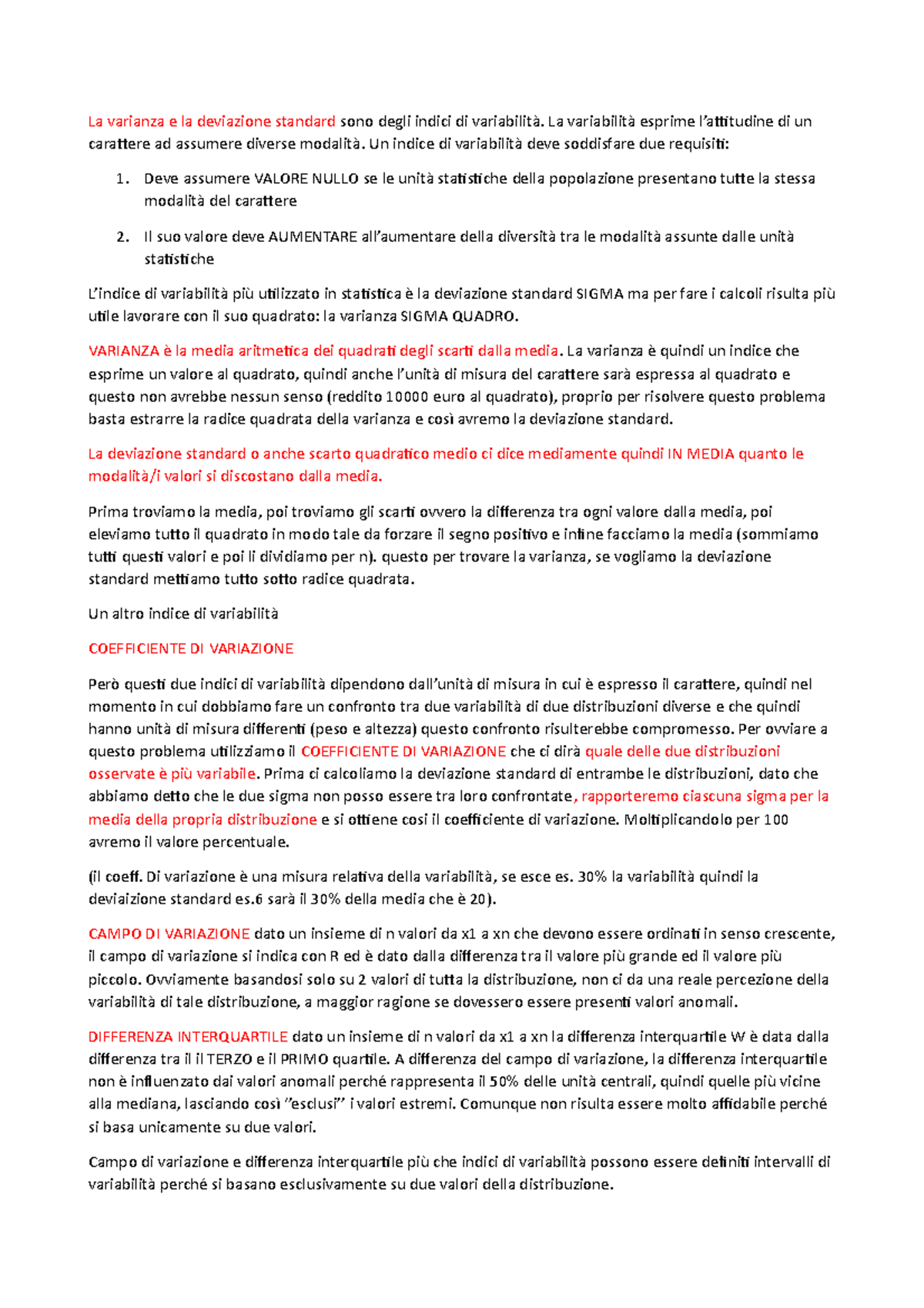 Varianza, deviazione standard e indici. - MATH 1600 - CSU Stanislaus ...