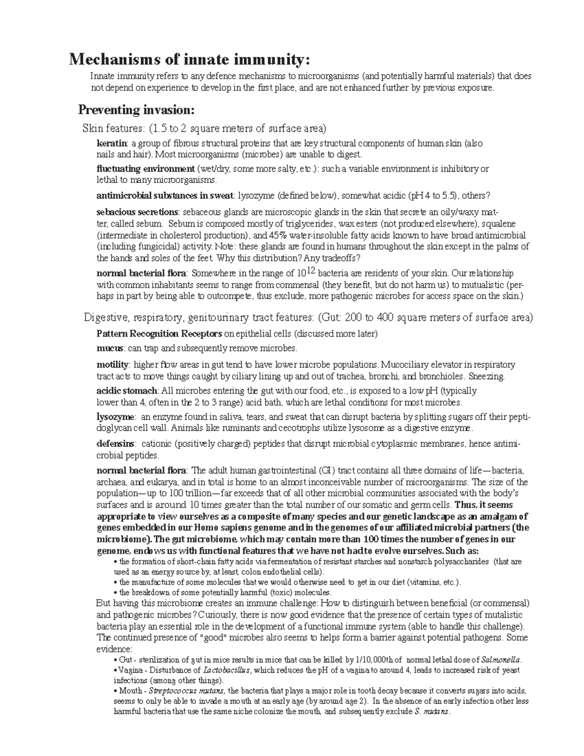 31 innate immunity Human Physiology Notes, Temme - Mechanisms of innate ...