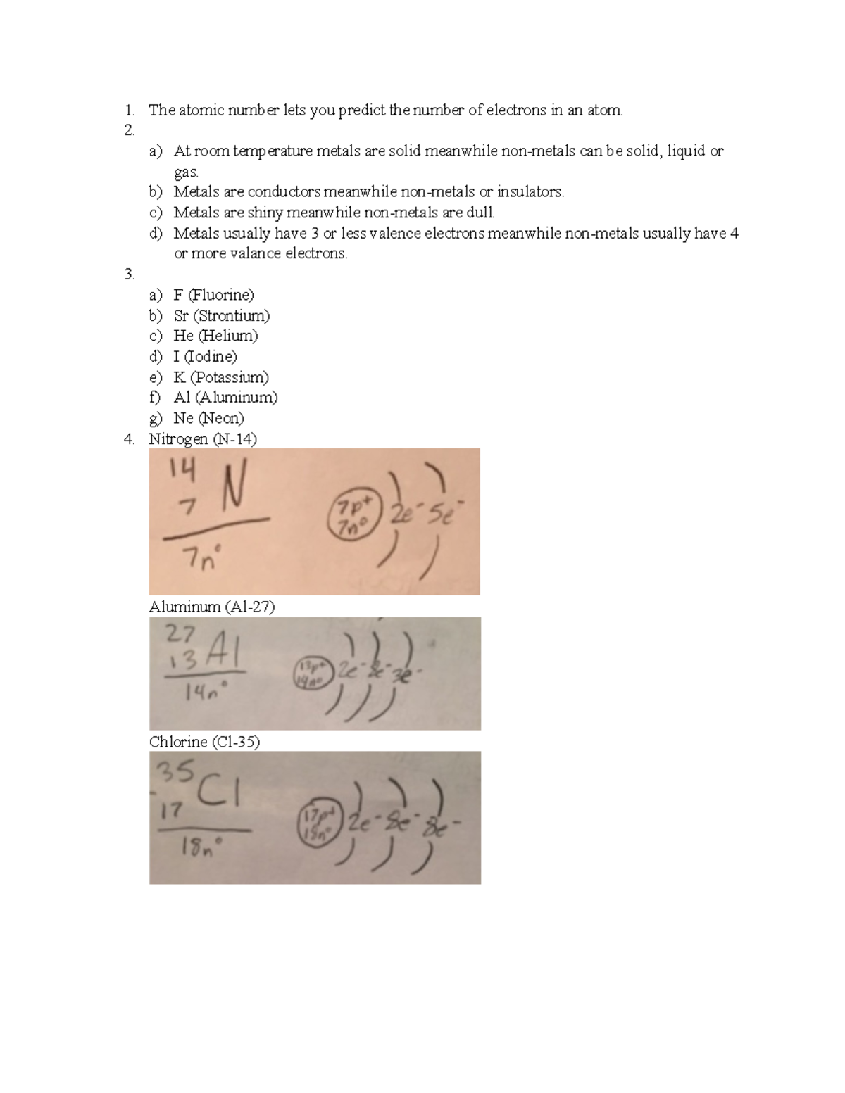 Chapter 5.4 questions - homework - The atomic number lets you predict ...