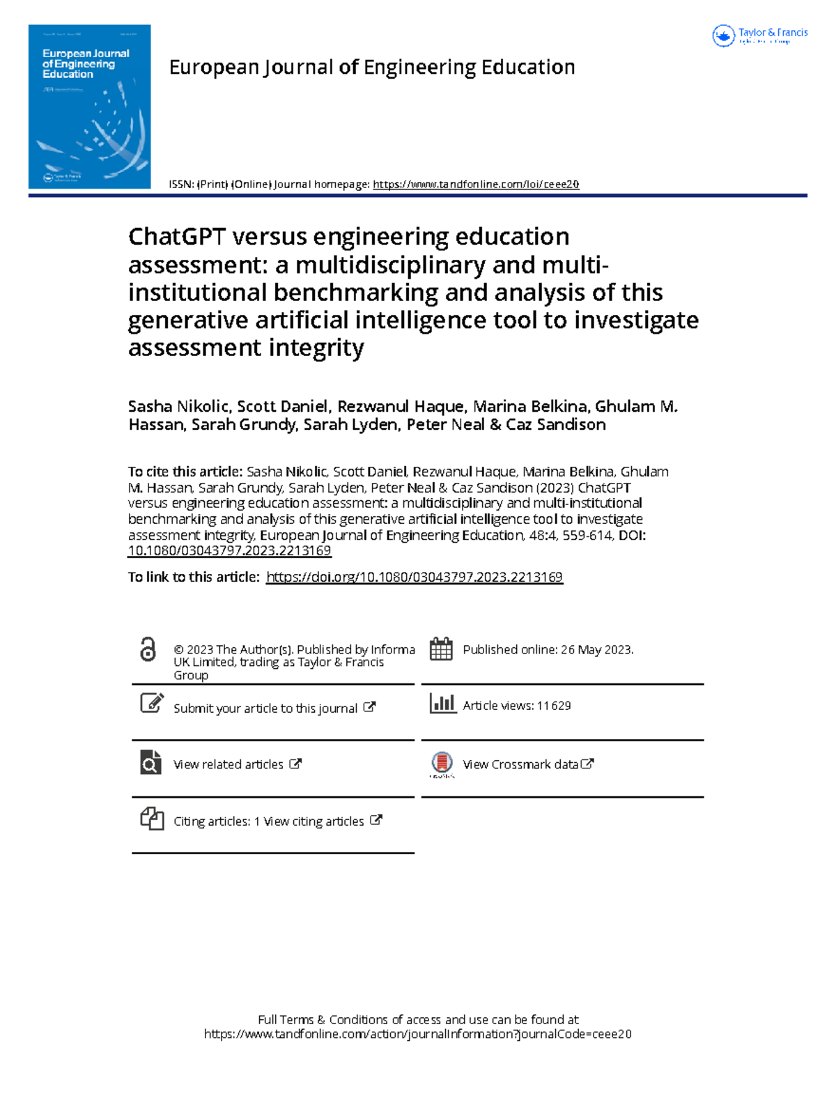 Chat GPT versus engineering education assessment a multidisciplinary ...