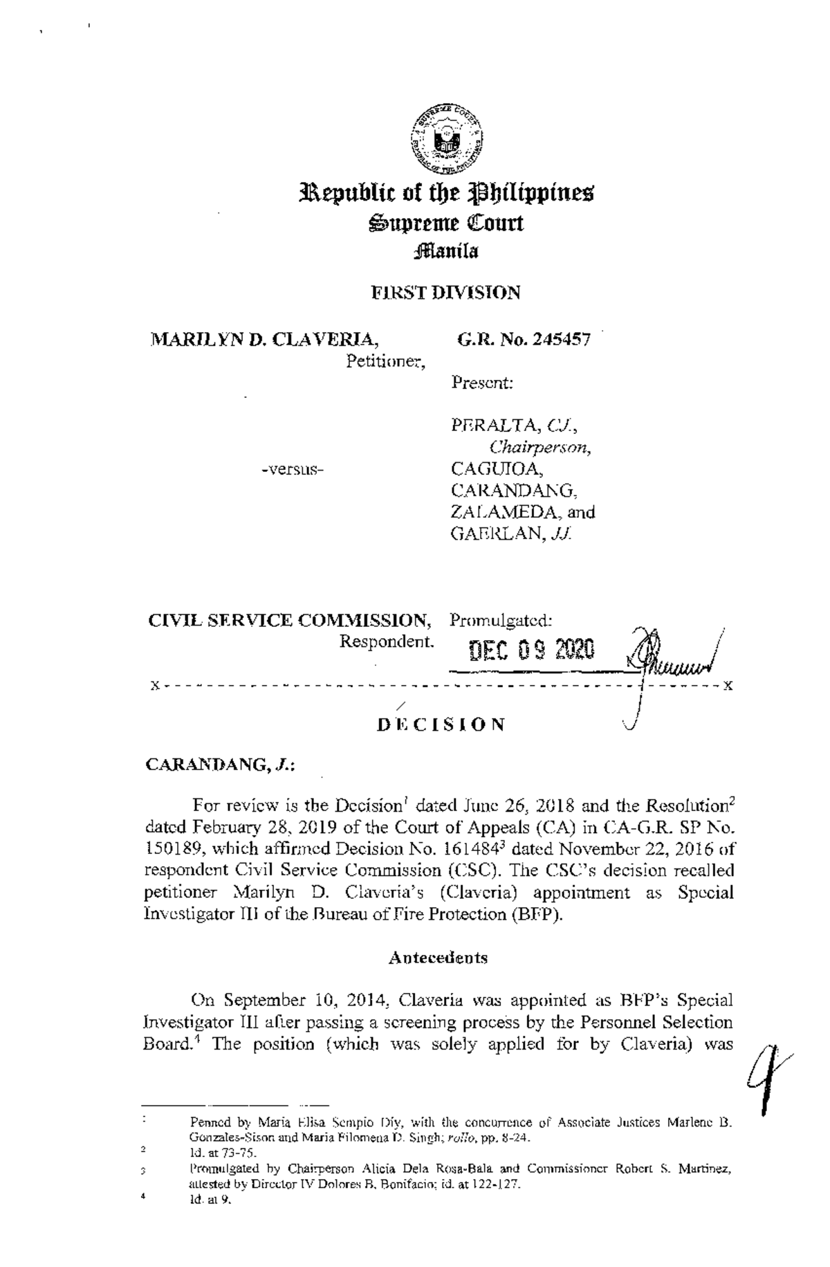 Claveria vs CSC - Supreme Court Decision - 3aepublit of tbt ~bilippints ...