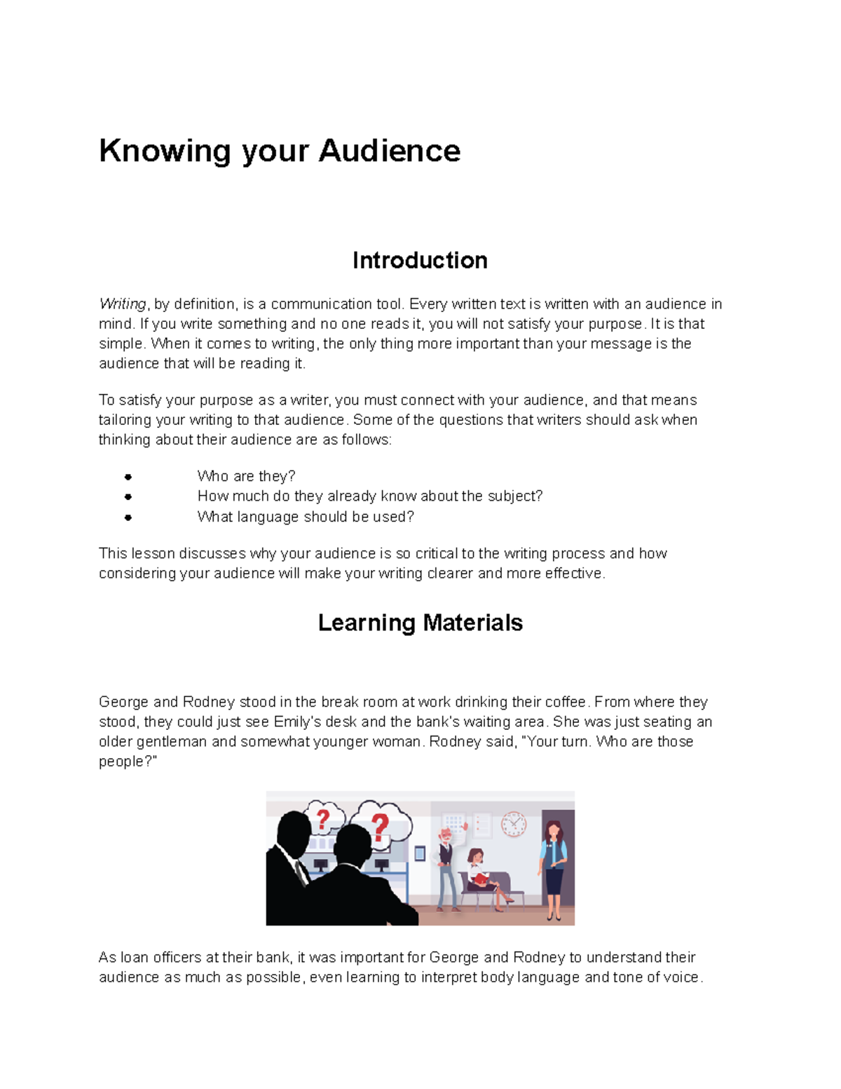 Knowing your Audience - Knowing your Audience Introduction Writing, by ...