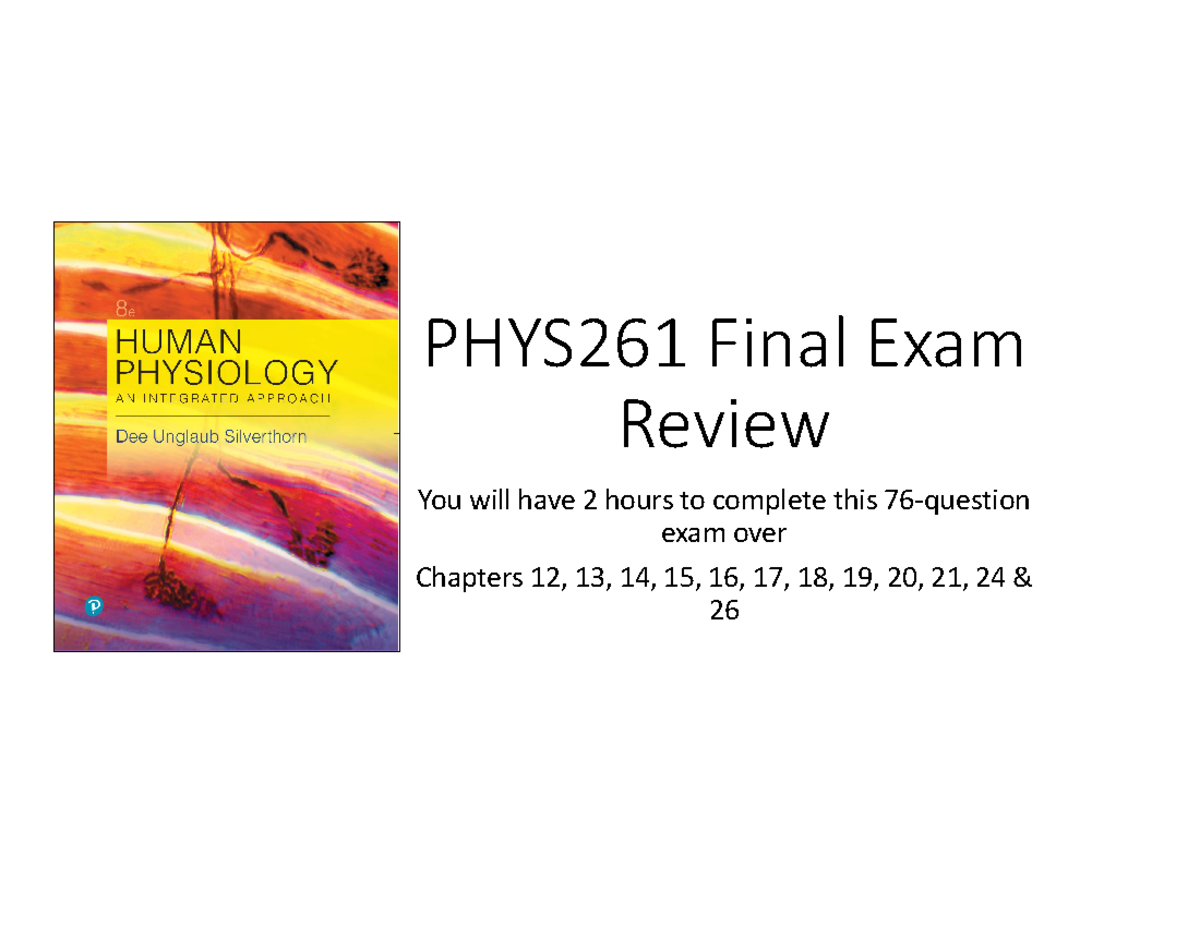 Midterm final - PHYS261 Final Exam Review You will have 2 hours to complete this 76-question ...