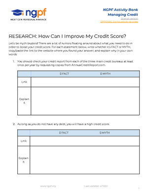 Copy of Managing Credit Choice Board - Managing Credit Choice Board ...