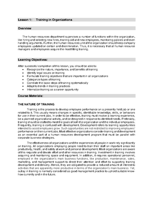 2nd HRMA 201 Training AND Development - Lesson 2 : Aligning Training ...