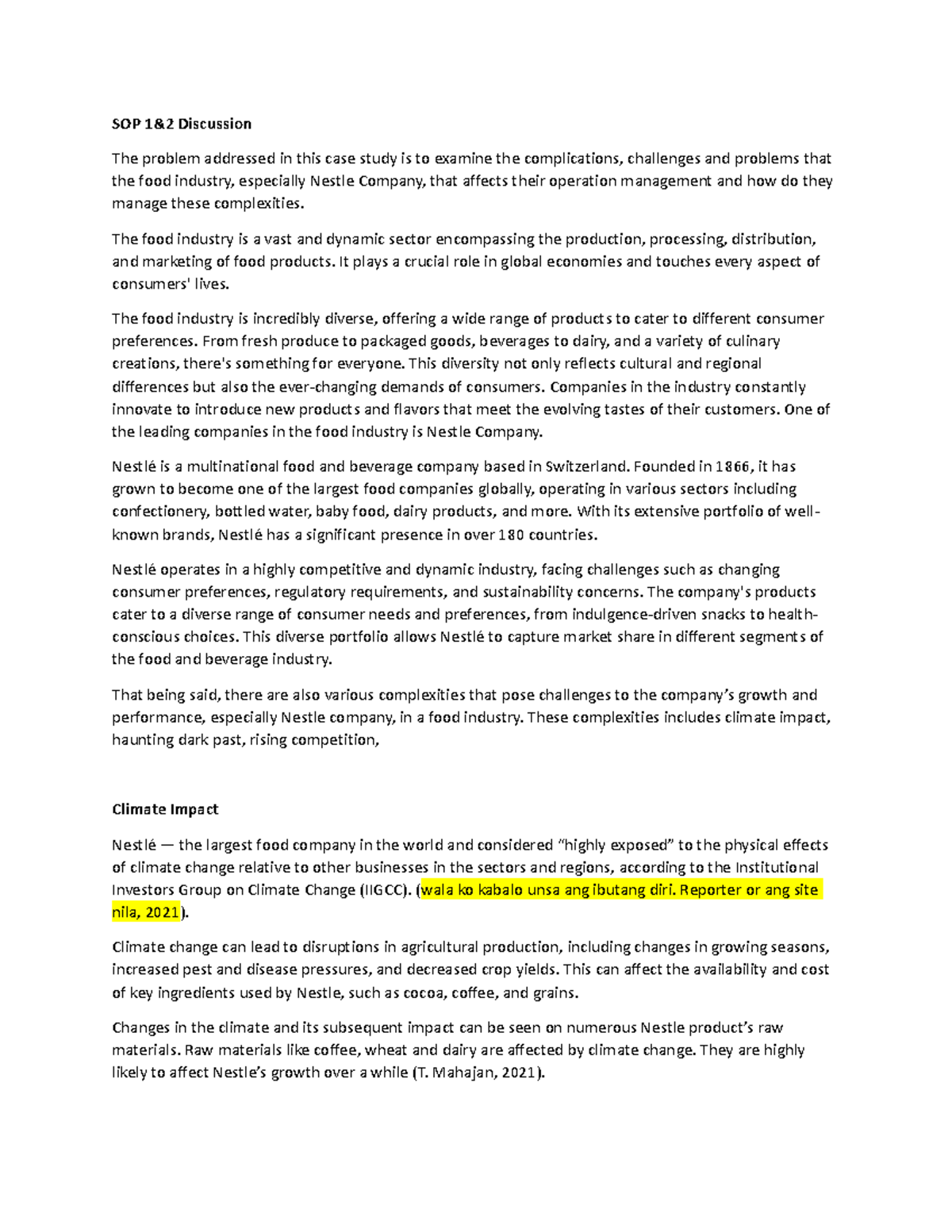 Discussion for SOP 12 - lecture - SOP 1&2 Discussion The problem ...
