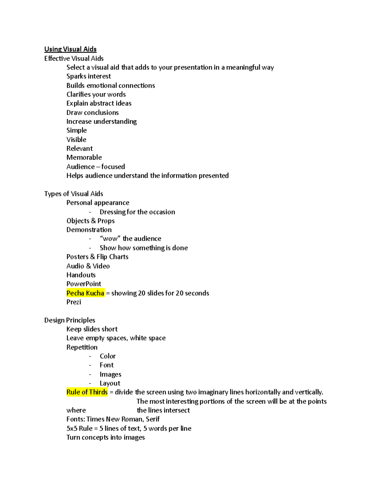 Module 2 readings - Using Visual Aids Effective Visual Aids Select a ...